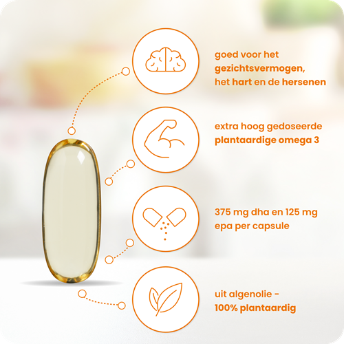 Hoog gedoseerd 100% plantaardig omega 3 supplement | Omega 3 uit algenolie